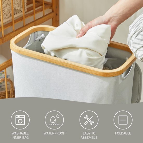 Wasmand met deksel - 48 liter - wasverzamelaar - smal - waszak ...
