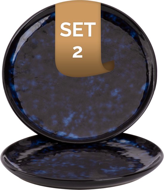 Palmer - Bama Blue - Bord - 2 stuks - ø 15 cm - Blauw - Stoneware ...