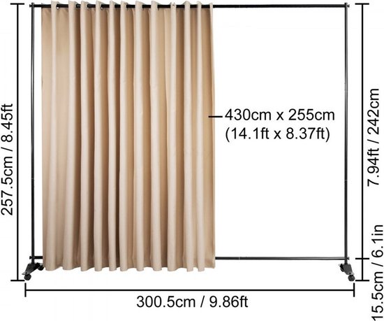 Scheidingswand - Gordijn Verdeler Stand 8 x 10 ft Vrijstaande met 4 ...
