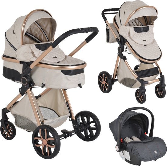 Cangaroo Alma Beige 3-in-1 Combi Kinderwagen incl. Autostoel | bol