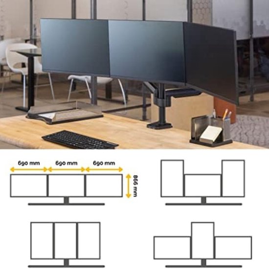 monitor arm 3 schermen - monitorarm voor laptop - laptoparmstandaard | bol