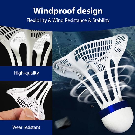 Set van 4 Windbestendige Badminton Shuttles voor Training en Spel | bol