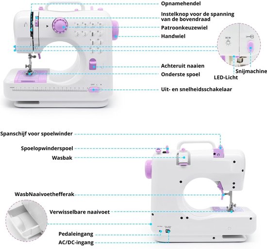 Naaimachine met Gratis Naaitafel 12 Gravures – Elektrische Naaimachine ...