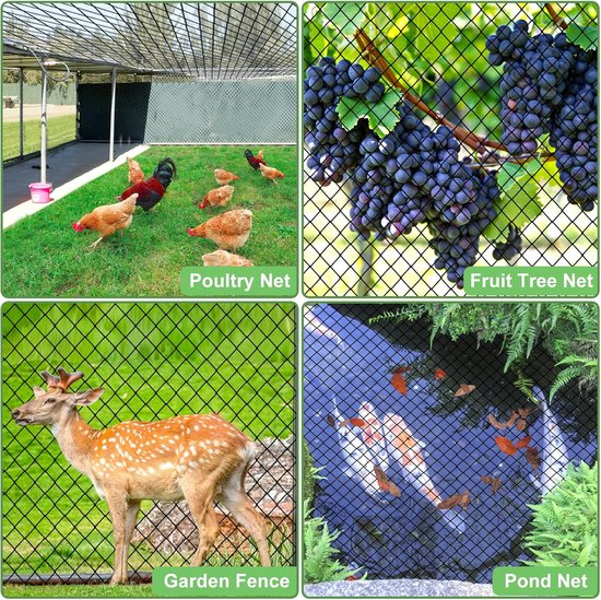 Sterk Tuinnet & Vogelgaas voor Kippenhok en Fruitbomen (250x250 cm ...