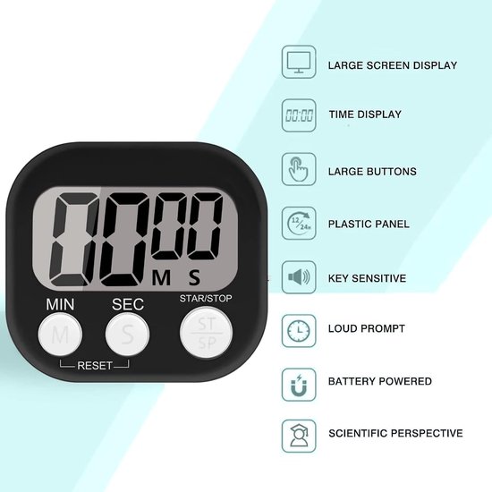 Keukenwekker met vier cellen en hoog volume, magnetische timer, groot ...