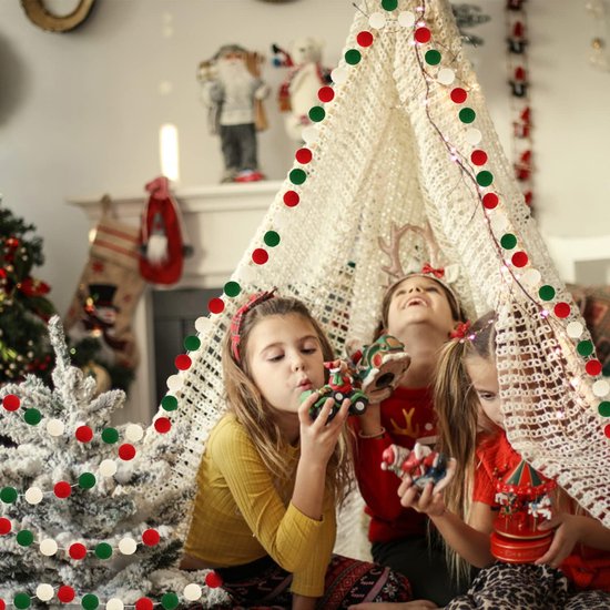 Kerstslinger Pompons Rood Wit Groen 3 Stuks - Kerstboom Versiering ...