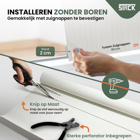 STACK® Universele Zonwering met Zuignappen – 80x150cm – Wit – Zonwering ...