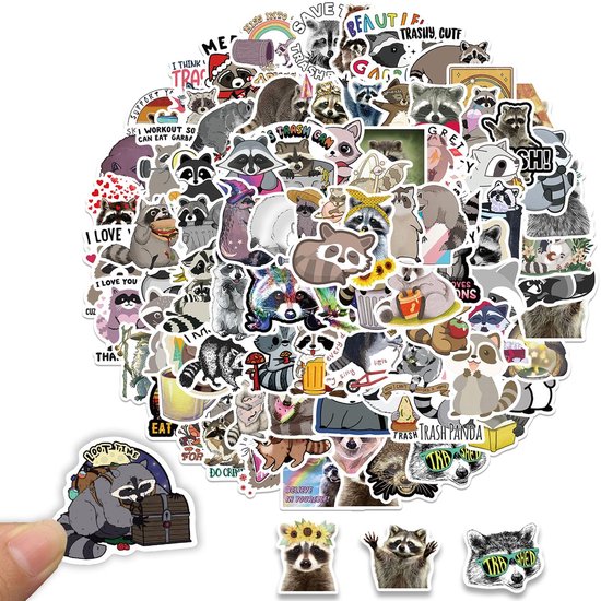 Raccoon Stickers, 100 Pieces Raccoon Stickers, Waterproof Stickers ...