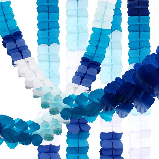 Paper Garlands, Pack of 6, 3 Metres, Light Blue, Clover Leaf Colourful ...