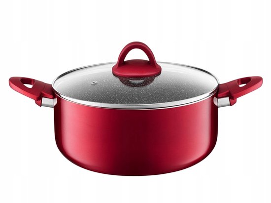 Ambitie Jasper Rode Pan met Deksel - 20cm, 3L | bol