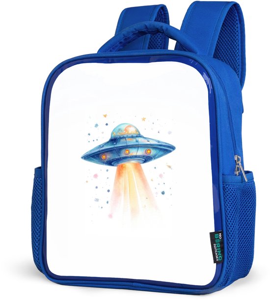 Rugzak blauw - Schooltas jongens - Ruimtetuig met lichtstraal in ...