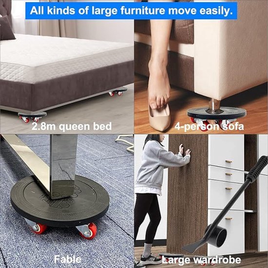 Meubeltransportwieltjesset - meubellifter en meubelroller met 6 ...