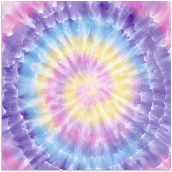 Poster 100x100 cm - Spiraal - Tie dye - Pasteltinten - Posters - Kamer ...