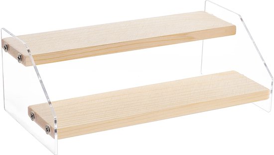 2-laags houten display standaard 20 x 5,3 cm figuren cupcakes display ...