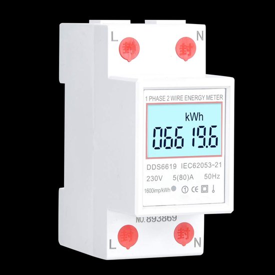 DDS6619-006 Digital Electric Energy Meter Single Phase Power Meter DIN Rail 2P Energy... | bol
