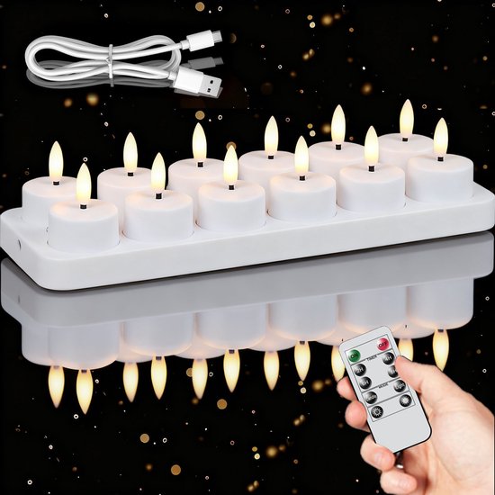 12 led theelichtjes oplaadbaar met laadstation en USB-kabel ...