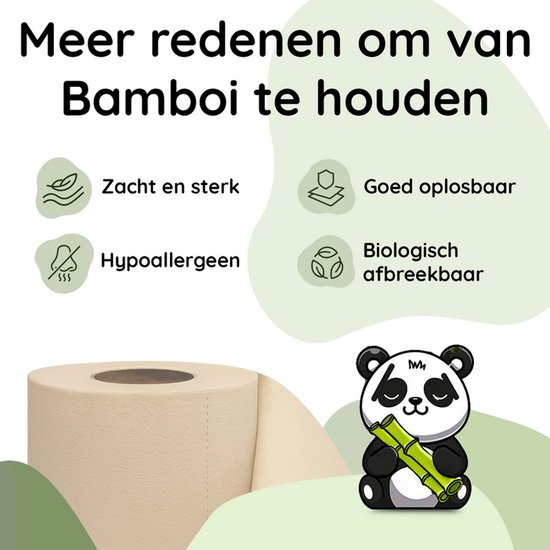 Bamboi Toiletpapier - Bamboe Wc Papier (3-laags) - 48 Maxi rollen - 400 ...