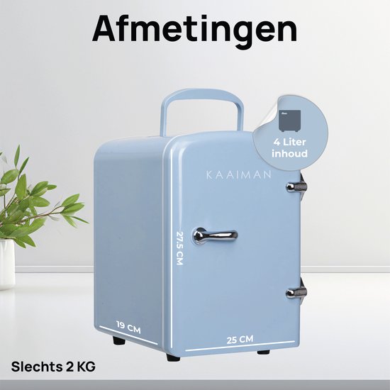 Kaaiman® Mini Koelkast 4L - Kleine Koelkast 12V/220V - Cosmetische ...