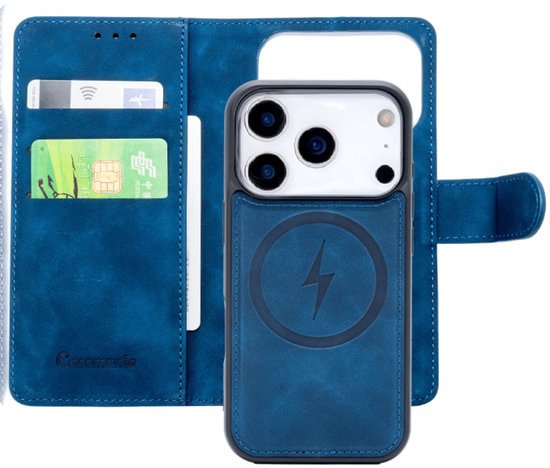 Casemania – Bookcase 2-1 MagSafe – iPhone 17 Pro Blauw | bol