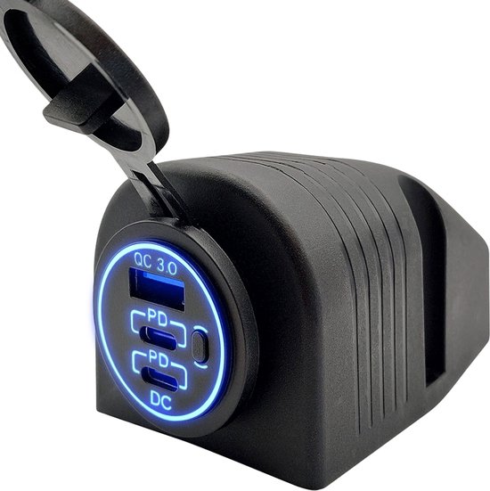 ProRide 12V USB/USB C Stopcontact 3 Poorten met schakelaar - Opbouw ...