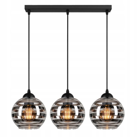 Moderne LED Hanglamp E27 Glas Rookglas 3-lichts Loft Stijl | bol