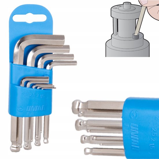 9-delige inbussleutelset met kegelkop (1,5-10mm) - Unior | bol