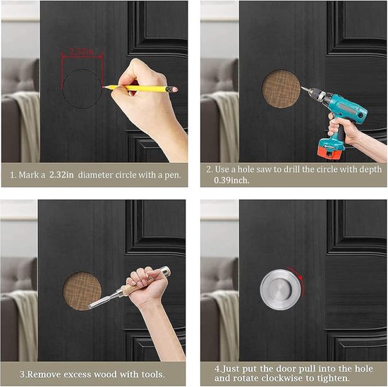 Ronde Vinger Trekken - 8 Stuks Flush Pull Deurklink voor Schuifdeuren | bol