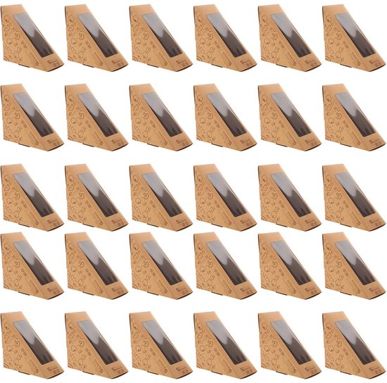 100pcs Sandwich Wedge Container With Window Kraft Paper Triangle ...