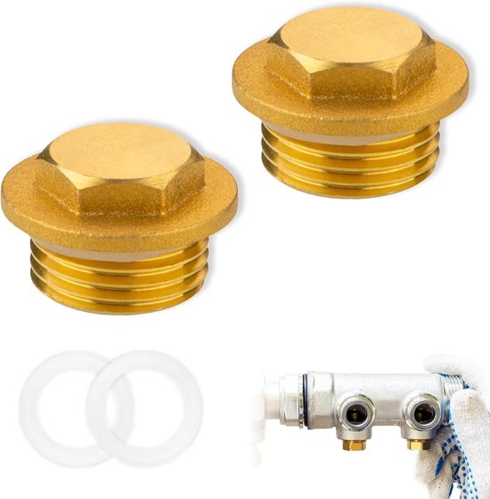 2 Pcs 1/2 Inch Brass Stopper - Blind Stopper - Water Line Cap met ...