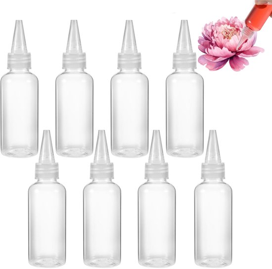8 stuks - plastic knijpflessen van 60 ml - mini doorzichtige lege ...