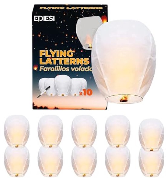 Biodegradable Flying Paper Lanterns - 10 Pieces for Magical Events | bol