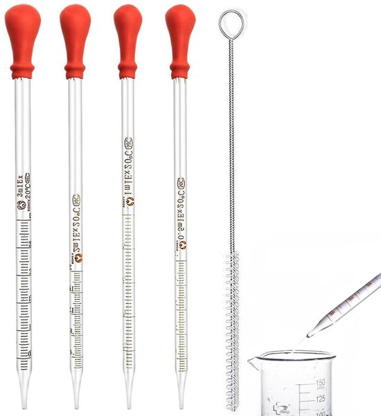 Allecto Plus - Glazen pipet vloeibare druppelaar 2 stuks blauw rubber ...