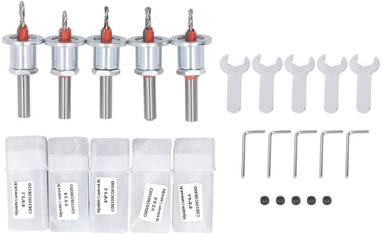 5 -pcs Countersink Drill Bit Set, Woodworking Countersink Set, Wood ...