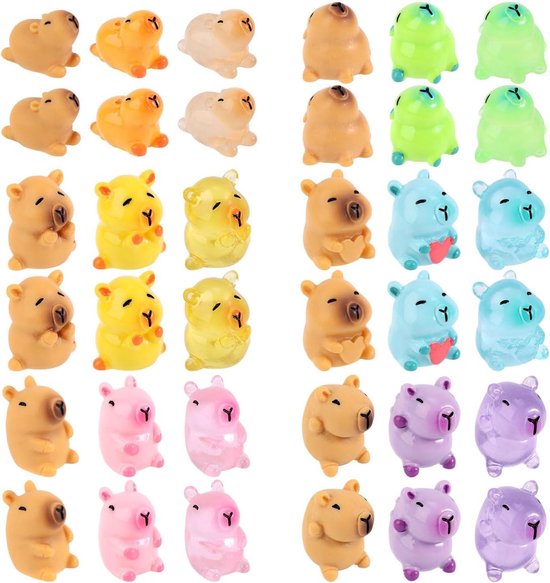 Allecto Plus - Set van 36 Mini Capibara Figuren van Hars - Lichtgevend ...