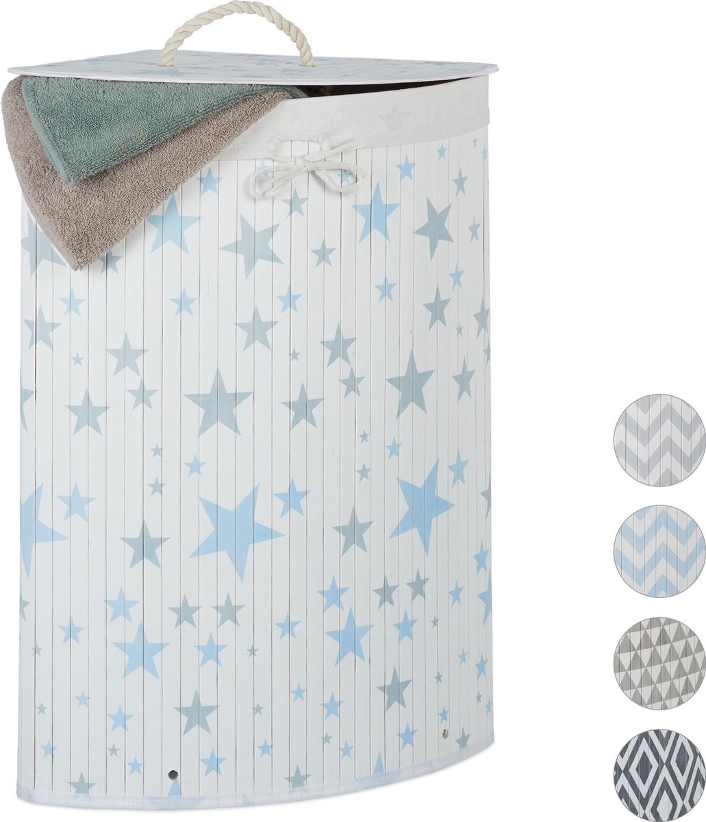 Relaxdays wasmand bamboe - driehoek - wasbox - design - mand voor ...