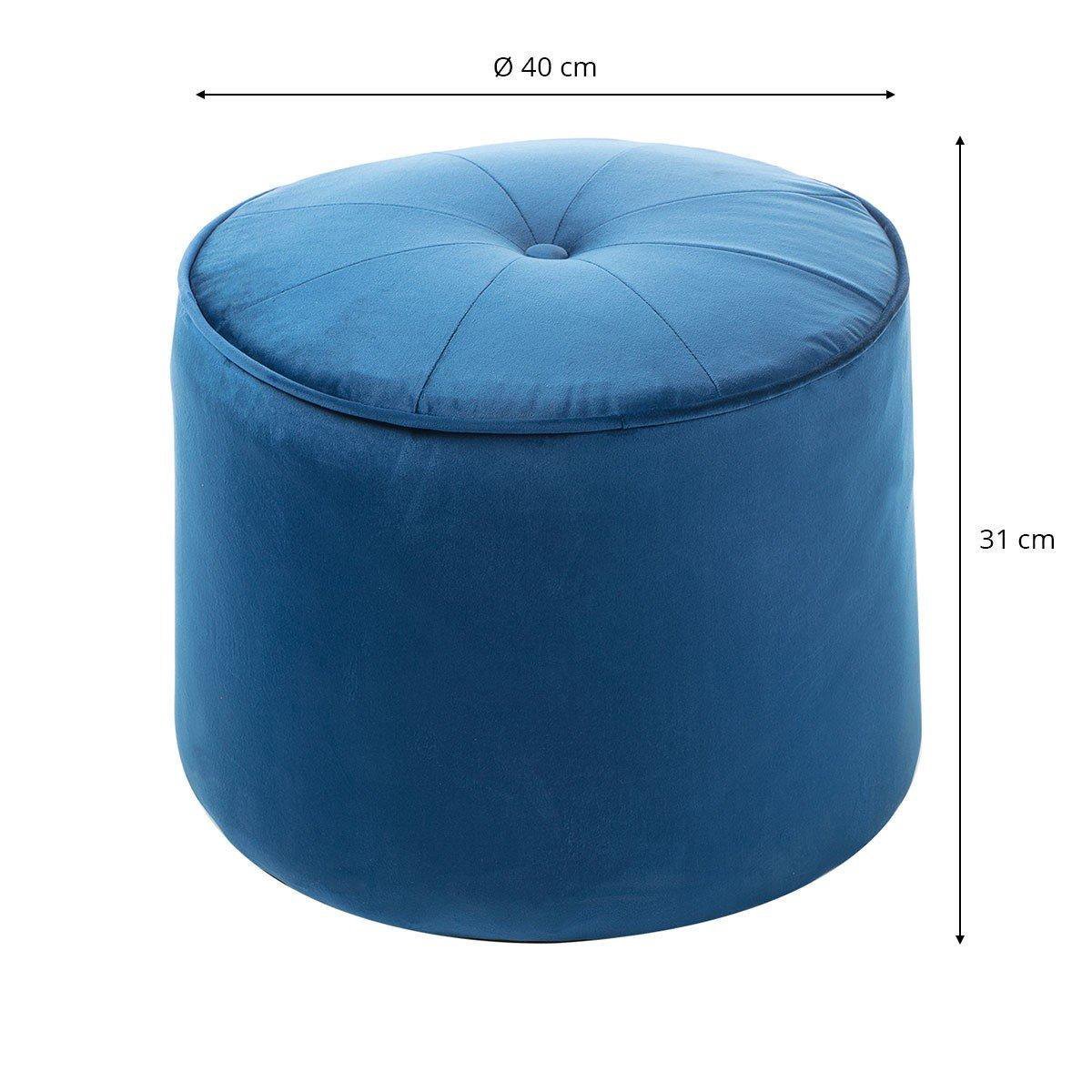 Velvet Poef Goa Ø 40 cm Blauw | bol.com