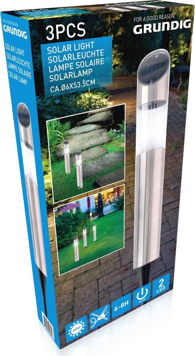 Grundig solar led tuinlampen - 3 stuks | bol.com