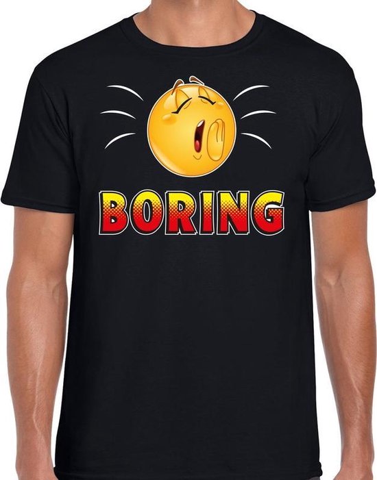 Funny emoticon t-shirt boring zwart voor heren - Fun / cadeau shirt XXL ...