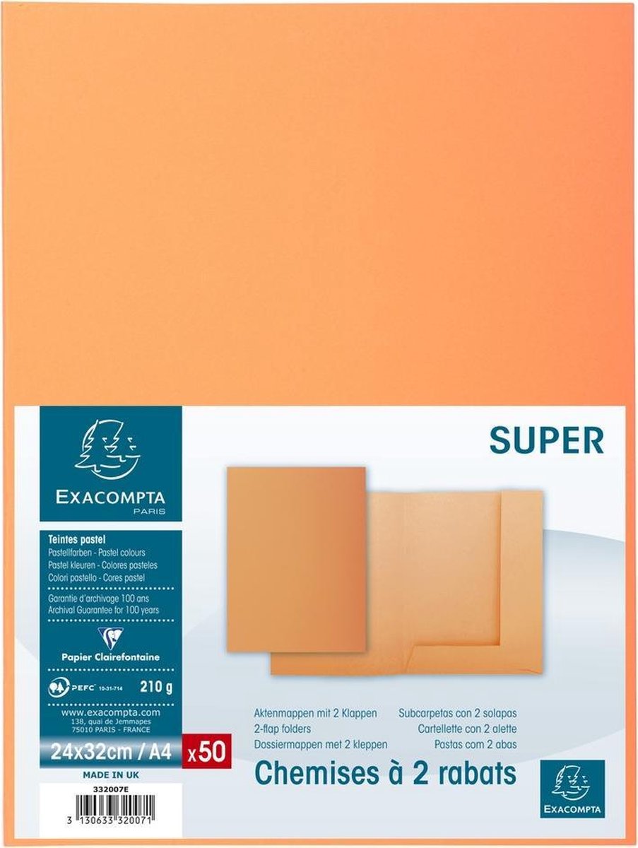 5x SUPER 210 - pak van 50 dossiermappen + 2 kleppen - 24x32cm -, Oranje ...