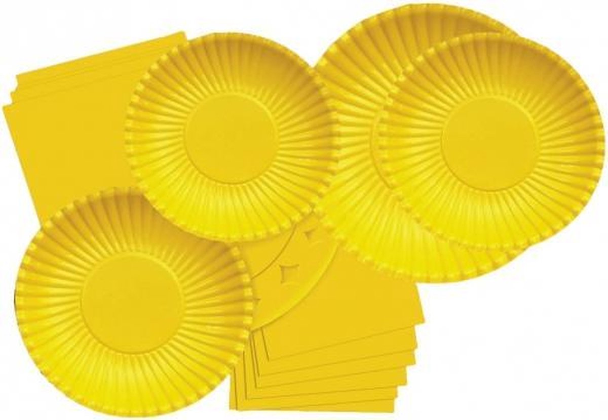 30x Assiettes plates en carton jaune 23 cm - Assiettes en carton ...