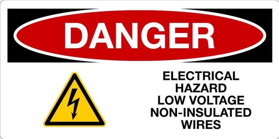 Sticker 'Danger: electrical hazard, low voltage' 200 x 100 mm | bol
