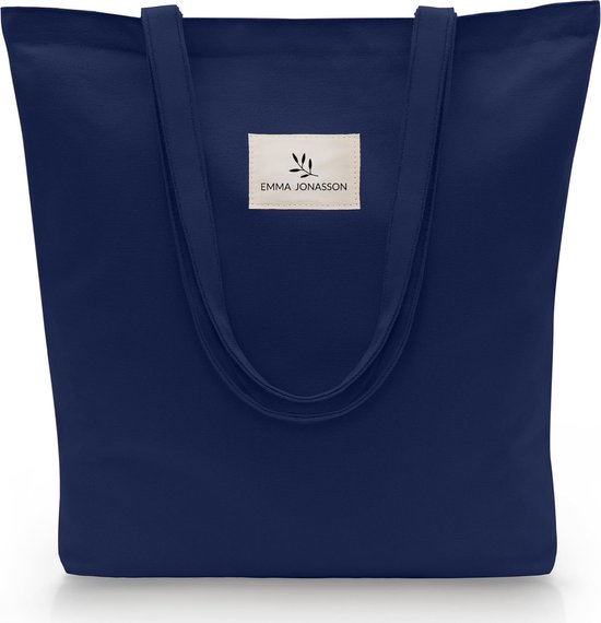 Jute tas - stijlvolle boodschappentas met ritssluiting en binnenzak ...