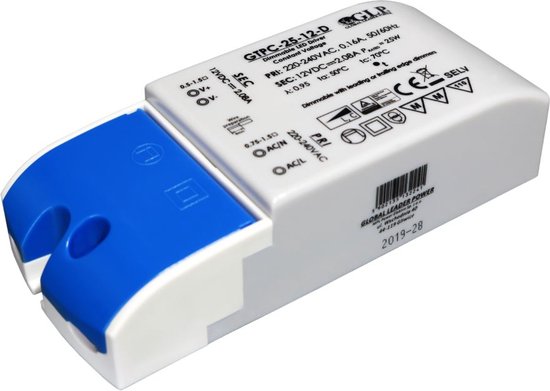 Dimbare LED Voeding - 12V - 25Watt - 2.08A - IP20 | bol