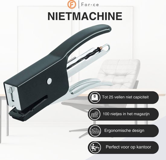 For-ce kantoor nietmachine - Niettang - Extra groot magazijn (80 ...