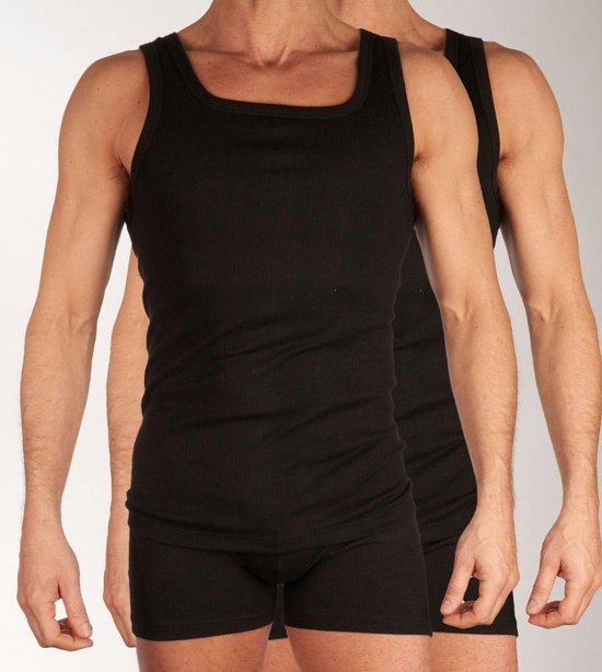 Dulcia Singlet - 2 Pack Black - maat S (S) - Heren Volwassenen - 100% katoen- 678.0605... | bol