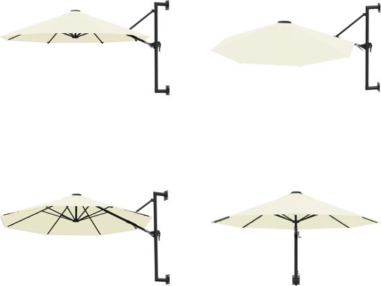 vidaXL Wandparasol met metalen paal 300 cm zandkleurig - Parasol ...