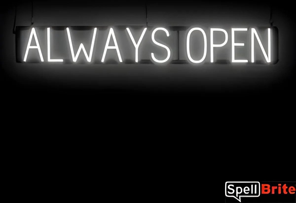 ALWAYS OPEN - Lichtreclame Neon LED bord verlicht | SpellBrite | 110 x ...