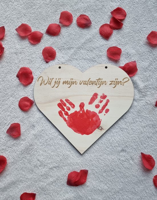 Wil je mijn valentijn zijn? Bordje - Valentijnsdag - Handafdruk ...