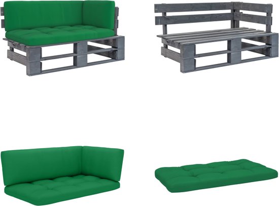 vidaXL Tuinhoekbank pallet geïmpregneerd grenenhout grijs Hoekbank ...