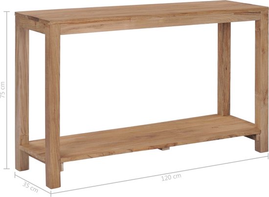 vidaXL Wandtafel 120x35x75 cm massief teakhout - Wandtafel - Wandtafels ...